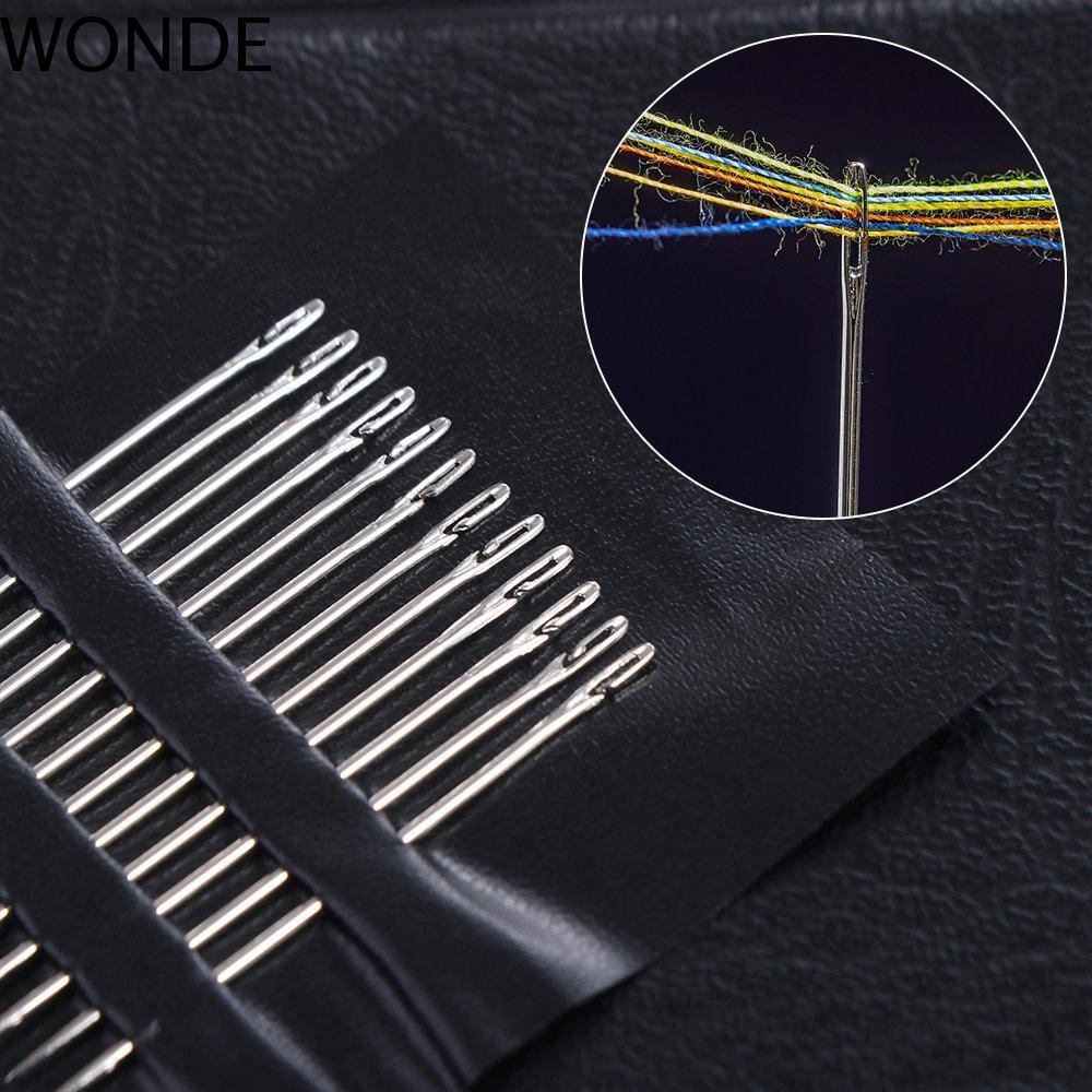 WONDE 12 ชิ้นเข็มตาบอด,รูด้านข้างหลายขนาดเข็มเย็บผ้า,เข็มผู้สูงอายุ ...