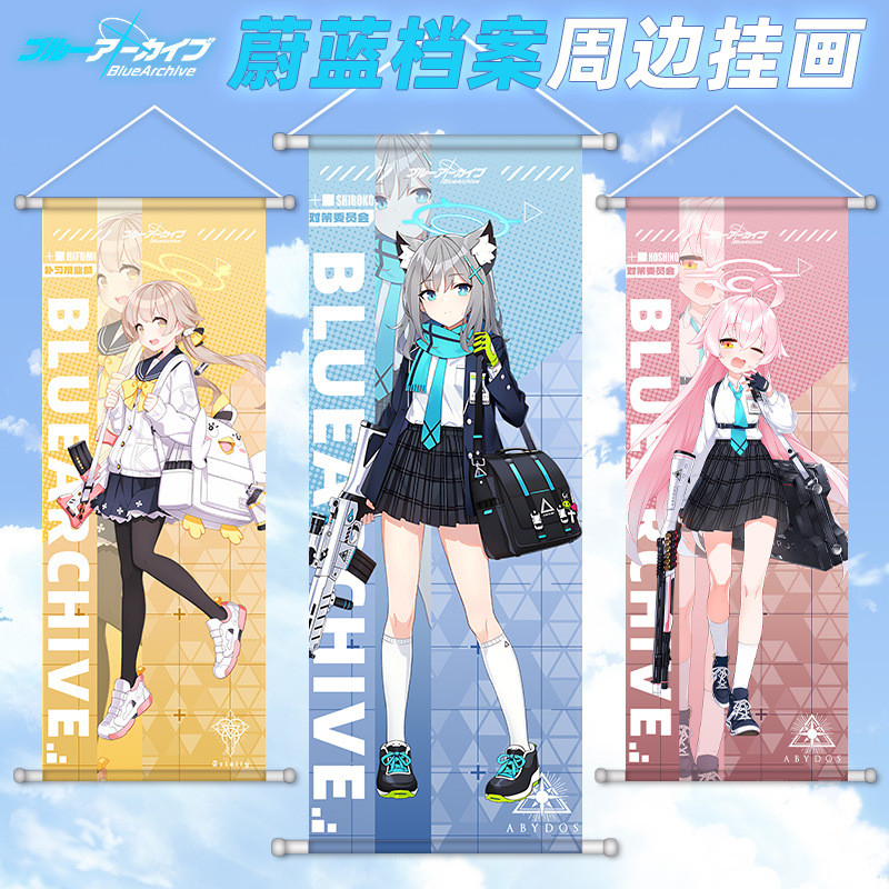 Blue Archive โปสเตอร์การ์ตูนม้วนผนังสำหรับตกแต่งห้อง 72X28 ซม. Anime ...