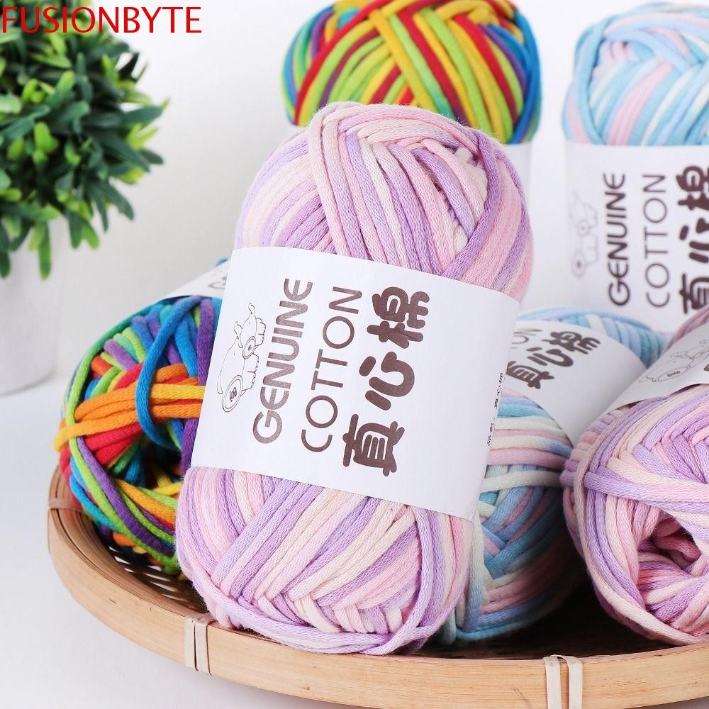 Fusionbyte เส้นด้ายโครเชต์สีรุ้ง, ผ้าฝ้ายที่มีสีสัน-ไนลอนผสมผ้าฝ้ายถักเส้นด้าย, หนา 80M ถักถัก ...