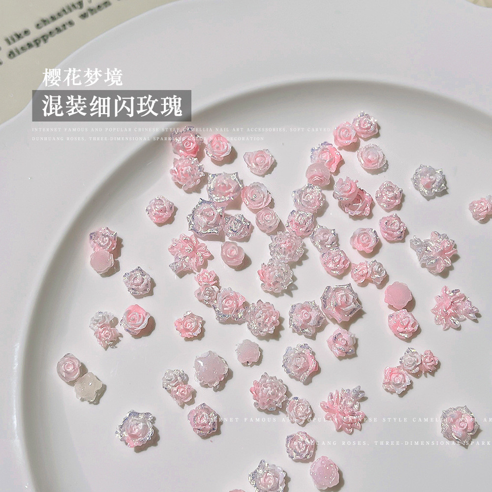 อุปกรณ์ทําเล็บสไตล์ญี่ปุ่นผสม All-Match Cherry Blossom Powder เรืองแสง ...