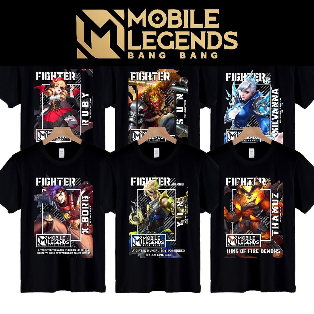 FIGHTER MLBB Mobile Legends Baju เสื้อยืด Unisex Lelaki ผ้าฝ้ายพรีเมี่ ...