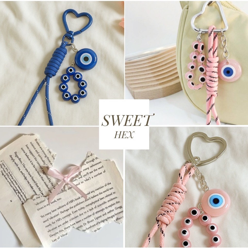 sweet Hex Charm พวงกุญแจ Evil Eye สีชมพู เสริมโชค ป้องกันพลังงานลบ s55 ...