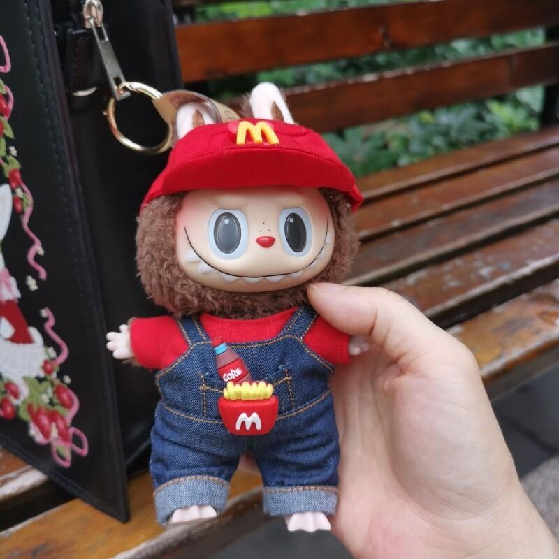 Labubu V1/V2 McDonald Burger Fry Strap Pants เสื้อยืดชุดเสื้อผ้าตุ๊กตา ...