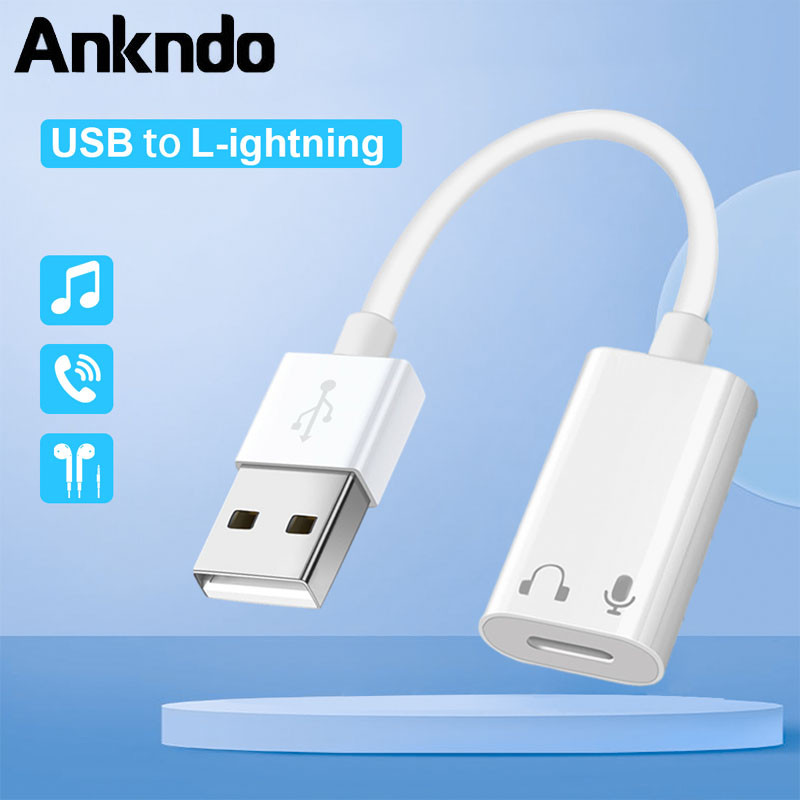 Ankndo USB To Light/ning สายหูฟังอะแดปเตอร์ IOS ตัวแปลงหูฟังแบบมีสาย ...