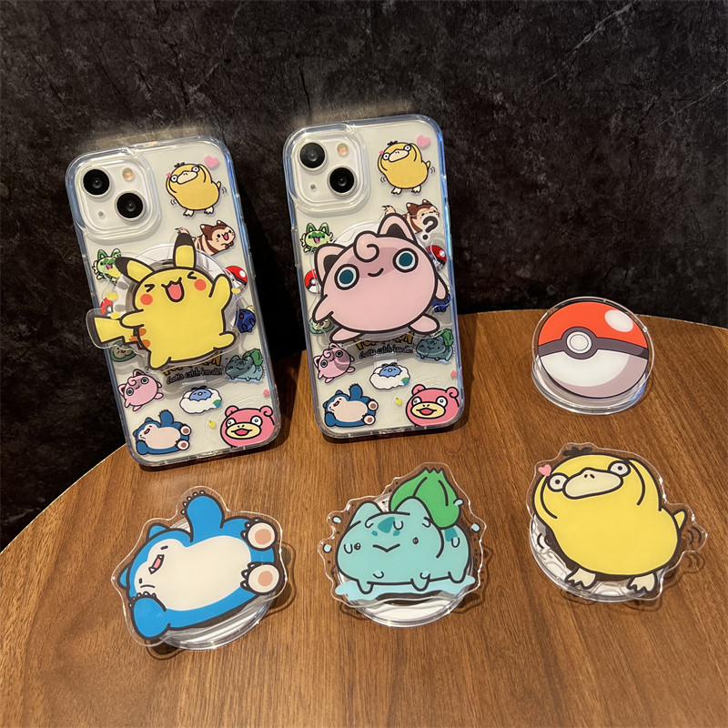Pikachu Pokemon Psyduck Snorlax Magnetic Stand Holder Phone Grip Phone ...