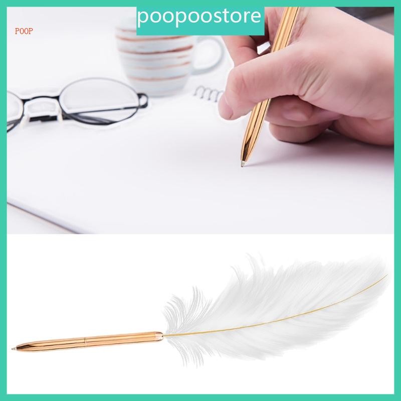 POOP ความแปลกใหม่ Feather ปากกาลูกลื่นปากกาเขียนปากกาลายเซ็นสําหรับครู ...