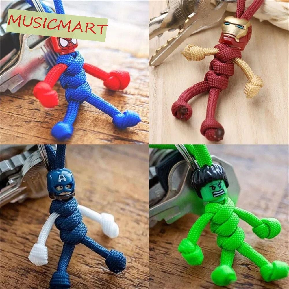 MUSICMART เชือกถัก Paracord, Marvel Anime Movie Dolls ร่มเชือกพวงกุญแจ ...