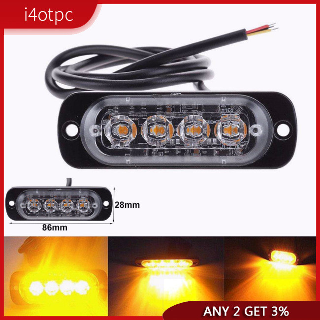 I4otpc 12V- 24V ไฟเตือน 4 LED Bar รถบรรทุก Strobe แฟลชฉุกเฉินโคมไฟ | Shopee Thailand