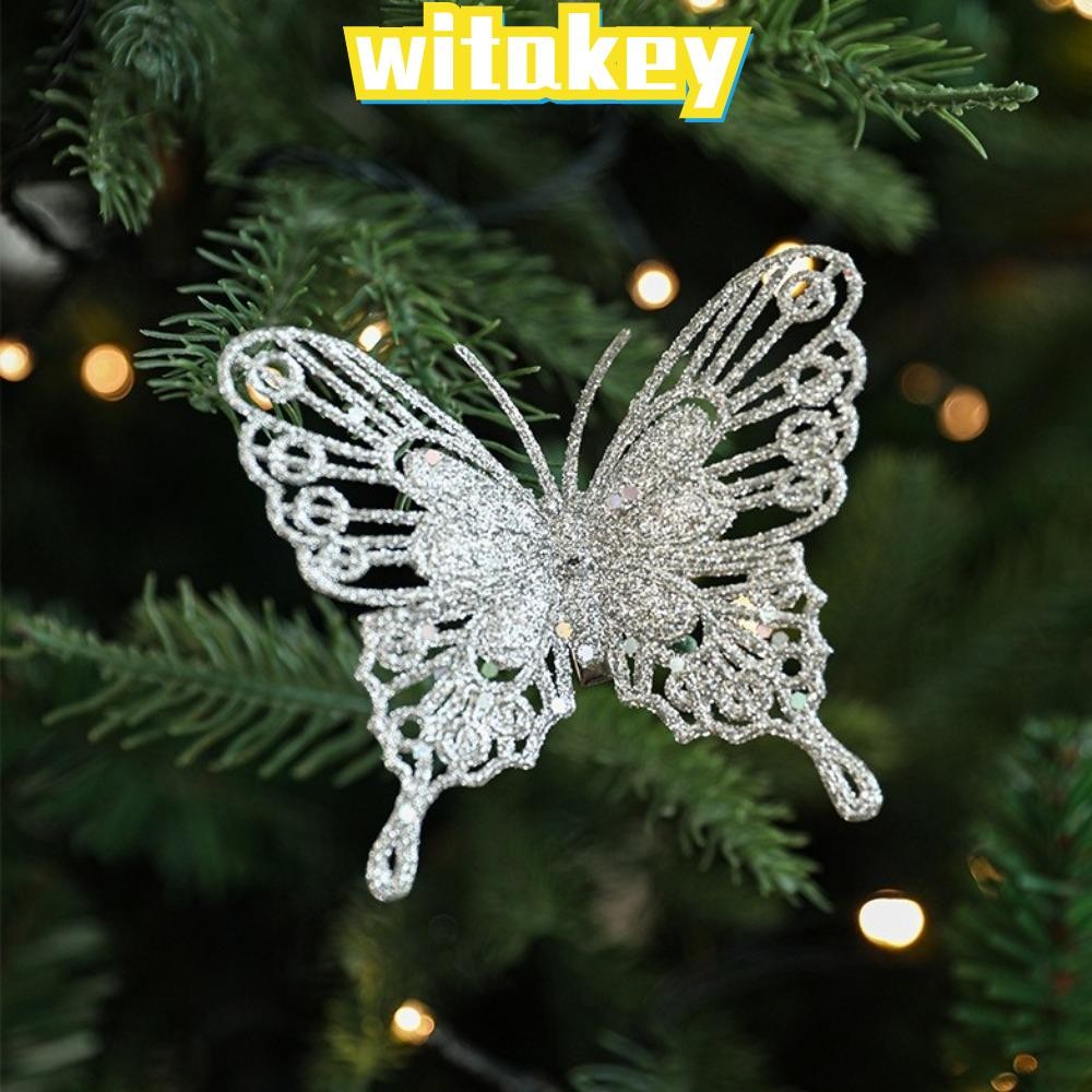 Witakey 3/4 ชิ้น Hollow ผีเสื้อดอกไม้, แขวนประดิษฐ์ Glitter คริสต์มาสแขวนดอกไม้ประดิษฐ์ ...