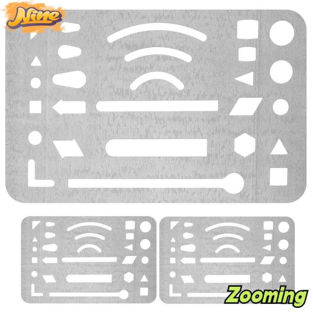 Zooming 3 ชิ้น Erasing Shield, สแตนเลส Craft Stencils วาดร่าง, วงกลมแบบ ...
