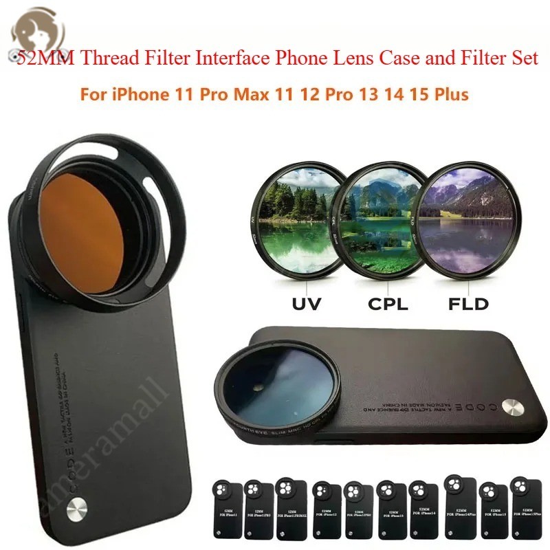 52 มม.ตัวกรองการอ่าน MOUNT เลนส์โทรศัพท์พร้อม UNIVERSAL CPL UV FLD FILTER สําหรับ IPHONE 11 12 ...