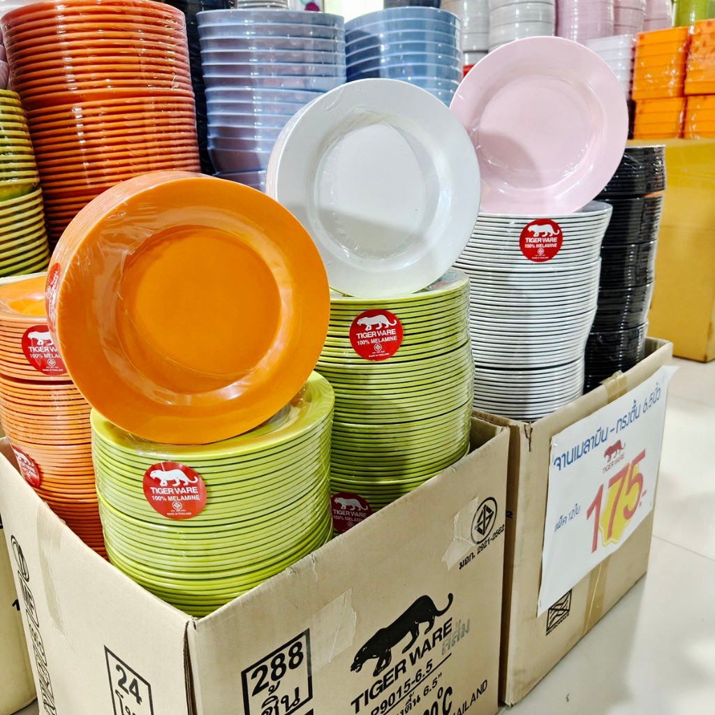 [12ใบ] จานเมลามีน ทรงตื้น 6.5นิ้ว ตราเสือ Tigerware Melamime Small ...