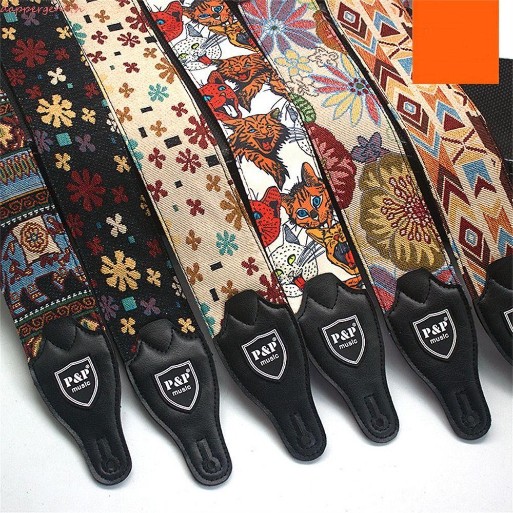 DAPPERGENT สายกีตาร์ไฟฟ้าสายเบสกว้างขึ้นเบสเข็มขัดผ้าฝ้ายเข็มขัดกีตาร์หนาสายกีต้าร์โปร่ง ...