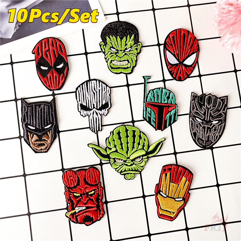 ☸ Q Superhero Head - แพทช์เหล็กบนศิลปะตัวอักษรตลก ☸ 10 ชิ้น/เซ็ต DIY ...