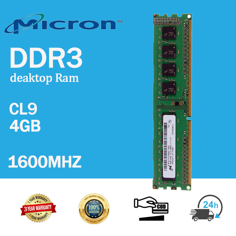 Micron 4gb 1rx8 Pc3-12800U Ddr3 1600Mhz 240Pin Dimm Ram หน่วยความจําเดสก์ท็อป Ramคอมพิวเตอร์ ...