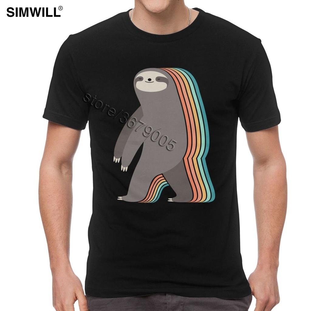 ตลกกราฟิกผ้าฝ้ายเสื้อยืดช้า Sloth Tee Tops ความแปลกใหม่แขนสั้นคอกลม ...