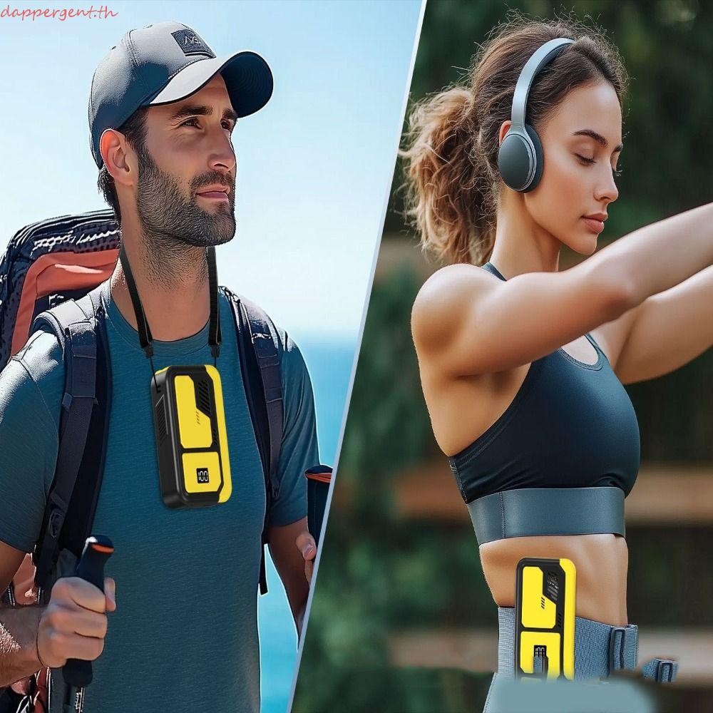 DAPPERGENT พัดลมเอว, 3 ความเร็วลมแรงห้อยคอพัดลม, แบบพกพามือถือดิจิตอลจอแสดงผลไฟฉายพัดลมระบายความ ...