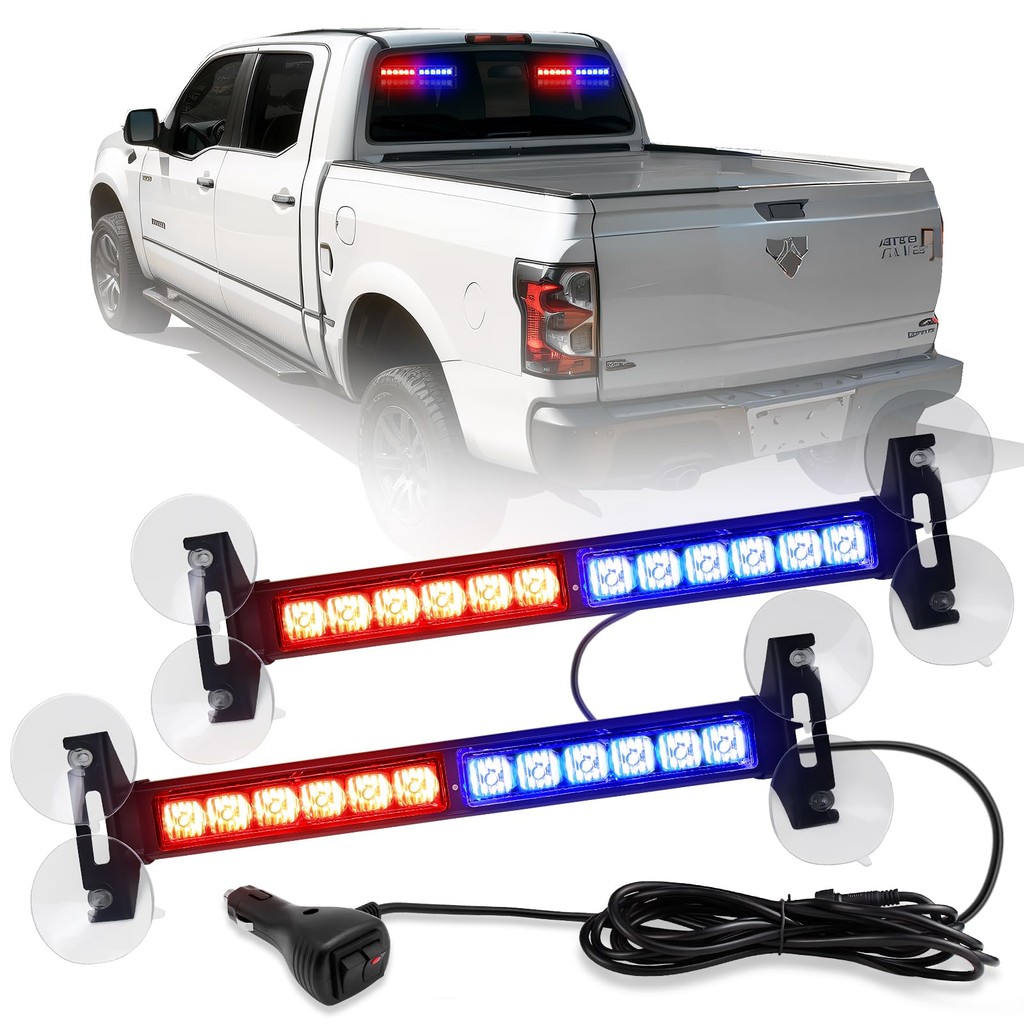 2 in 1 Red Blue Car Grille ฉุกเฉิน Strobe Light LED ไฟตํารวจอันตรายคําเตือนกระพริบความปลอดภัย ...