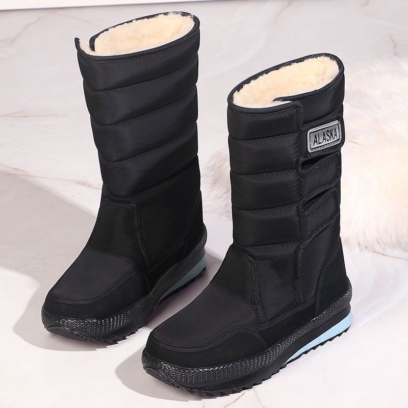 กระแส Snow Boots Long Boots Silver Korean Version One-Pedal Casual ...