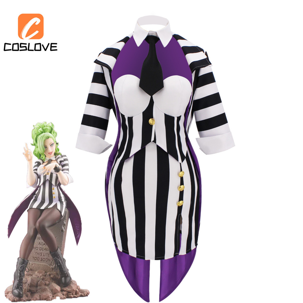 ภาพยนตร์คลาสสิก Beetlejuice Michael Keston ผู้หญิงสไตล์ชุดคอสเพลย์เสื้อ ...