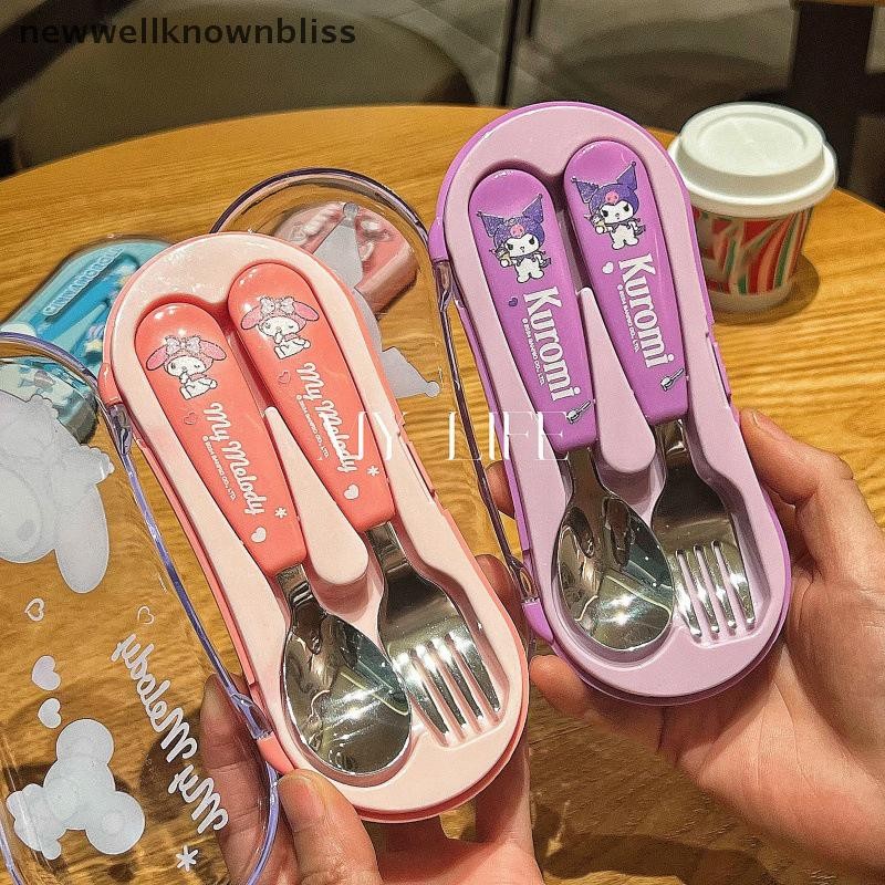 Newwellknownbliss Sanrio Hello Kitty ช้อนส้อม Cinnamoroll Kuromi ชุดบน ...
