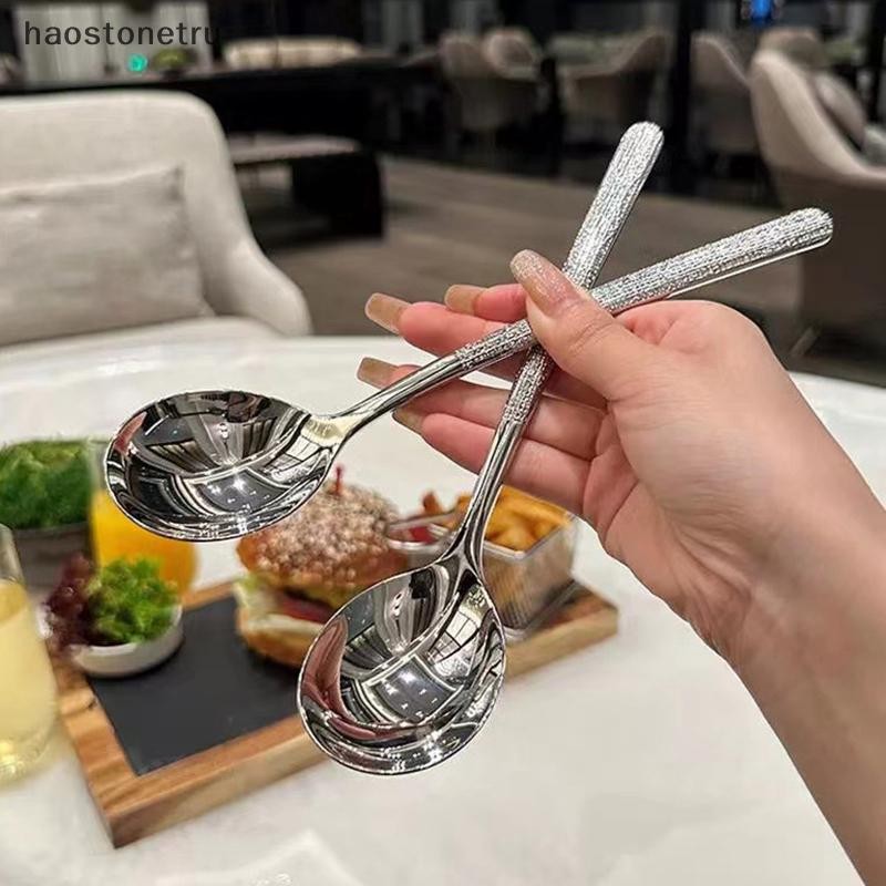 Ost เกาหลีสแตนเลสหนาช้อน Creative Long Handle โรงแรมหม้อร้อนช้อนซุป ...