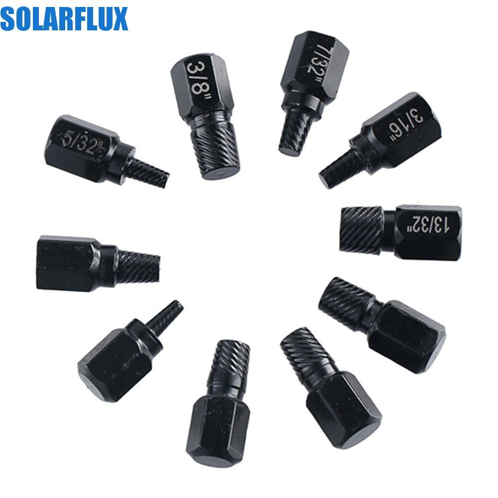 SOLARFLUX 10 ชิ้น Bolt Extractor, ถอดชิ้นส่วนสตั๊ดลื่นฟันสกรู Extractor Kit, Multi-Spline สกรู ...