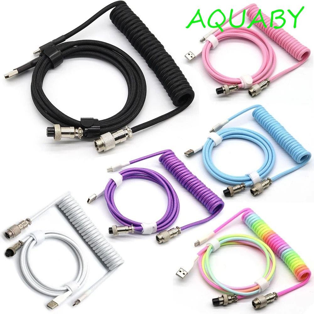 AQUABY คีย์บอร์ดม้วนสายเดสก์ท็อปอุปกรณ์เสริมคีย์บอร์ดด้ายถักพอร์ต Usb 3 เมตร Type C สาย Usb ...