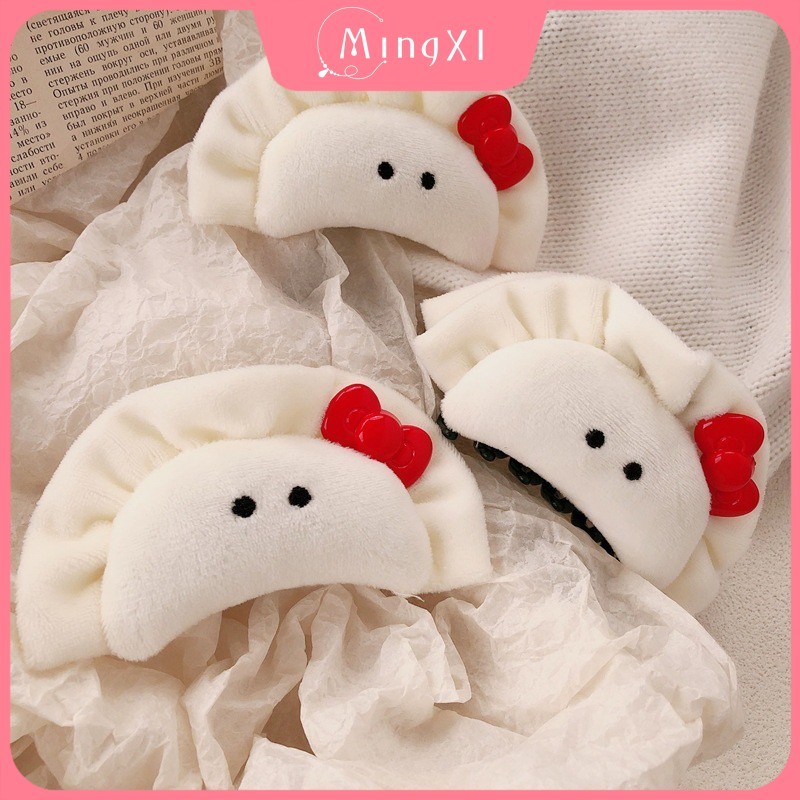 น่ารัก Dumpling Bow กิ๊บติดผมผู้หญิงใหม่ Plush Edge คลิปแฟชั่น Hairpin ...