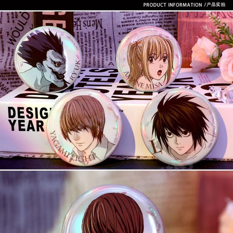 Waitky Death Note อะนิเมะของแท้อุปกรณ์ต่อพ่วงแฟลชคู่ป้ายเลเซอร์เข็มกลัด ...