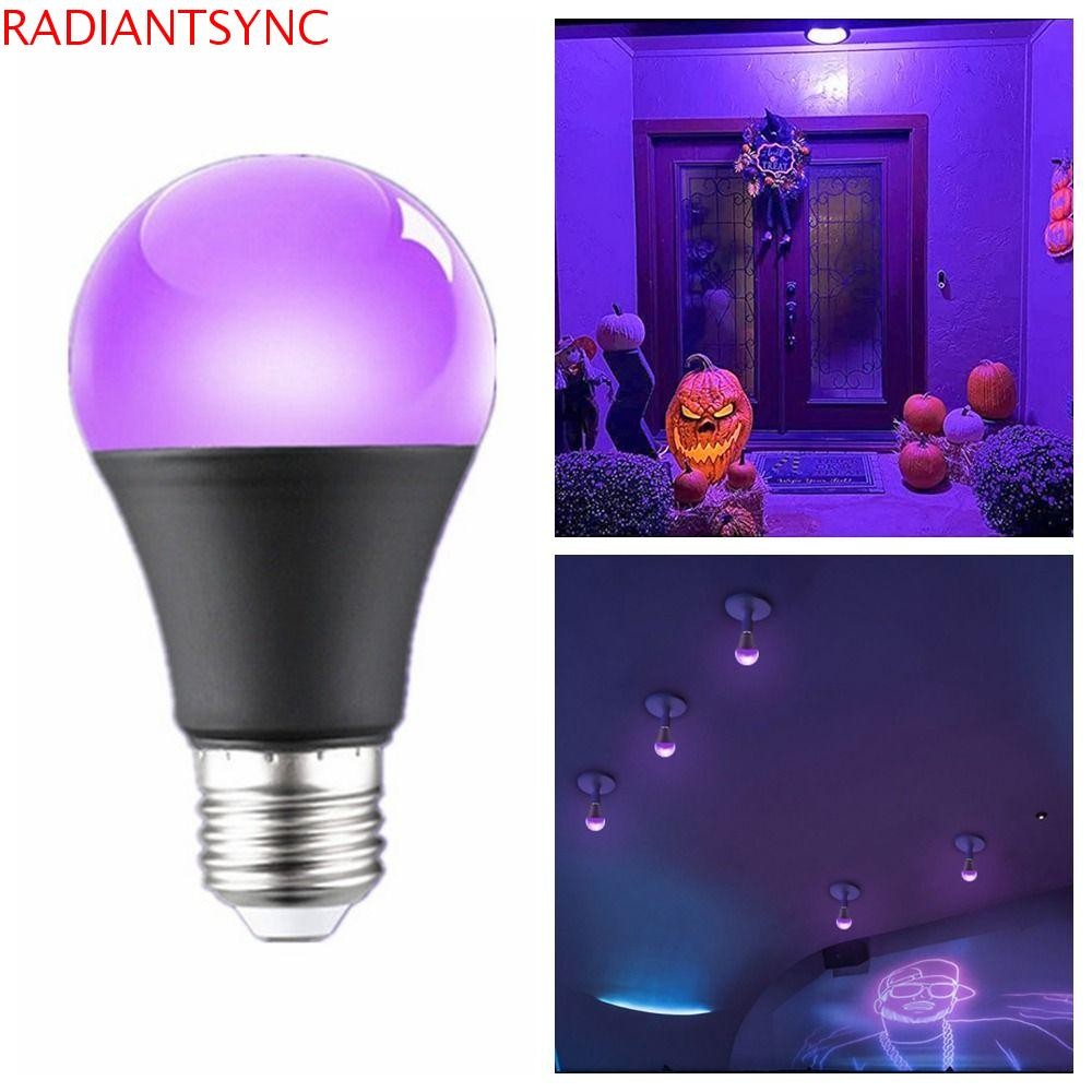 Radiantsync หลอดไฟ UV สีม่วง, E26/E27 เกลียวอลูมิเนียมสีม่วงหลอดไฟสีดํา, ไฟกลางคืน 10W 85-265V ...