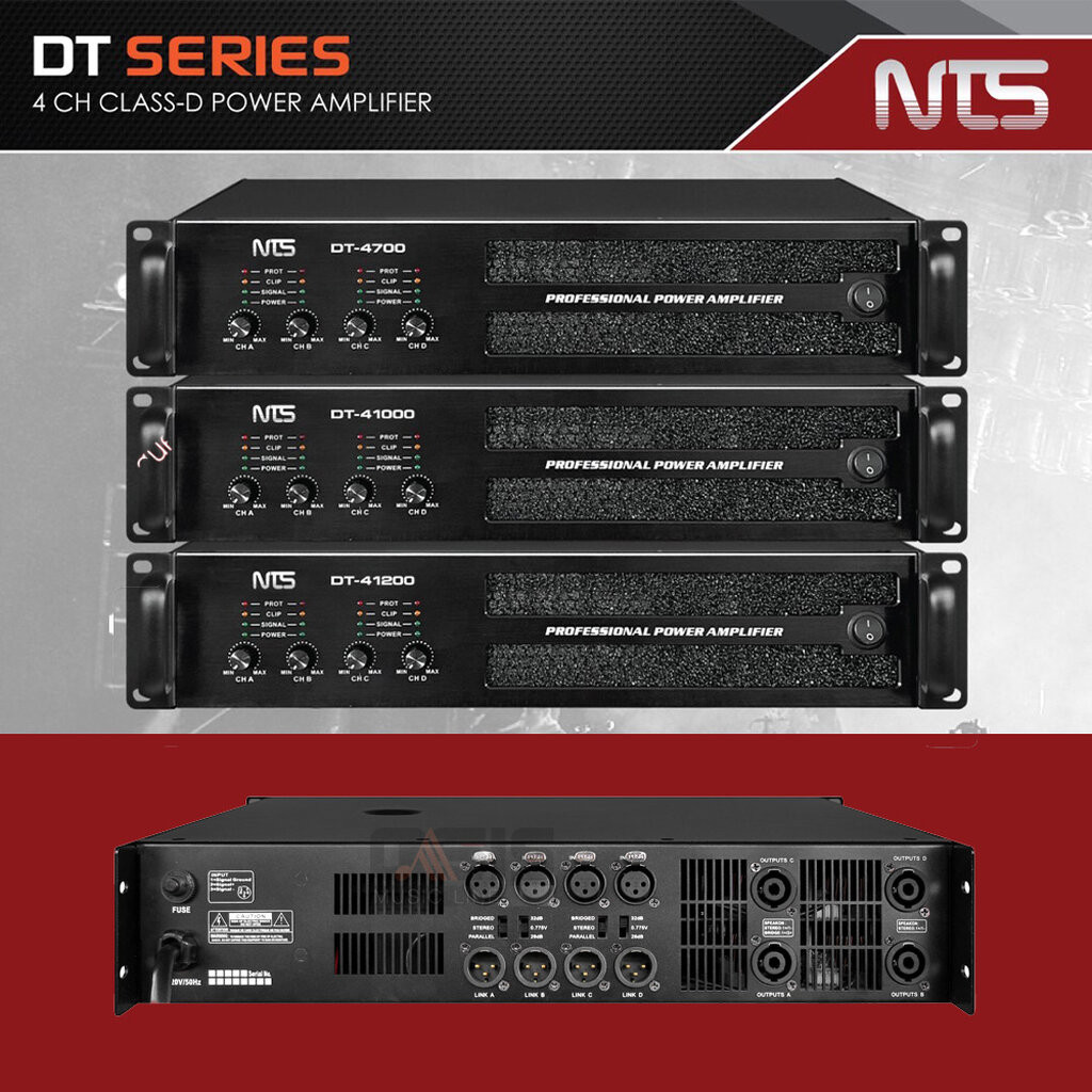 เพาเวอร์แอมป์ NTS DT-SERIES 4-Channel เครื่องขยายเสียง NTS DT-4700 DT-41000 DT-41200 POWER AMP ...
