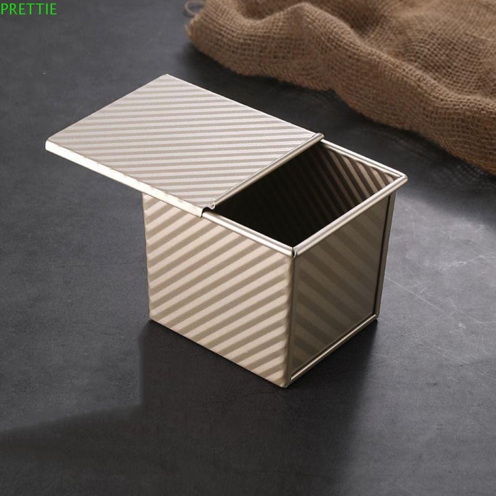 Prettie Cube Toast Box, พร้อมฝาปิด Non-Stick Square ลูกฟูก Loaf Pan ...