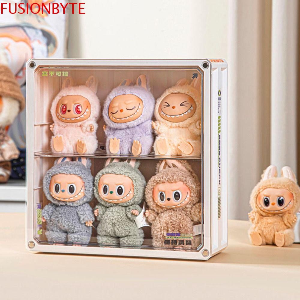 FUSIONBYTE Labubu กล่องแสดง, กล่องเก็บตุ๊กตา Labubu แบบถอดได้ทํามือ Diy, ตุ๊กตาฉากบ้าน Clear ...