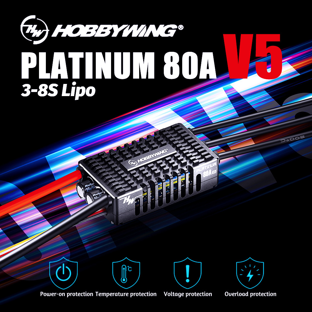 Hobbywing Platinum 80A V5 3-8S LiPo Brushless ESC สําหรับ RC รีโมท ...