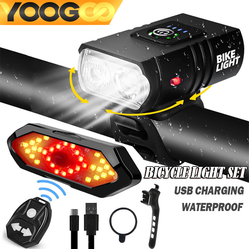 YOOGOO ไฟได้ MTB ด้านหน้า จักรยานเบา ไฟท้ายจักรยานไฟเลี้ยว ไฟเตือน USB ...