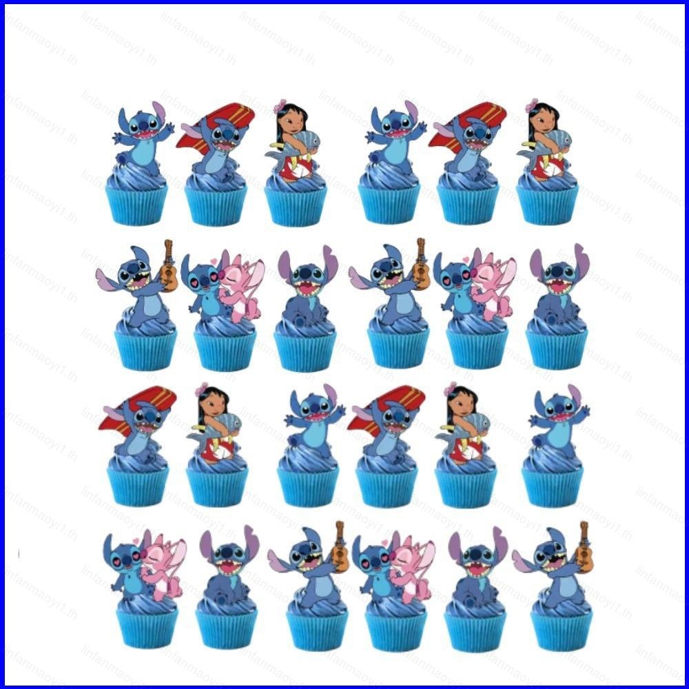Lf1 ปาร์ตี้ธีม Stitch บรรยากาศ ตกแต่งเค้ก topper แบนเนอร์ฉากหลัง Party ...