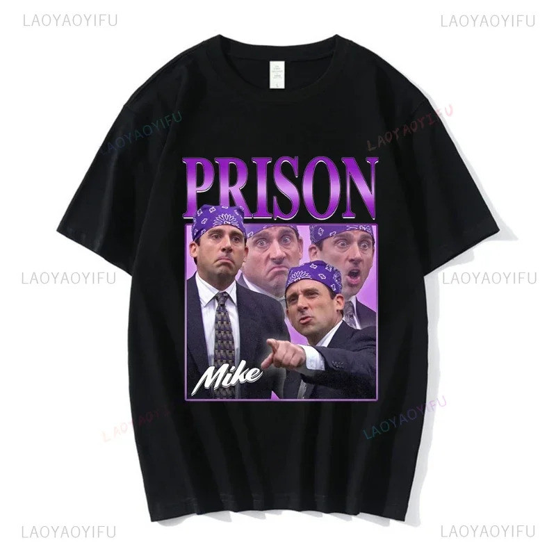 ที-เชิ้ตแขนสั้น Prison Mike Michael Scott Homage The Office Black Humor ...