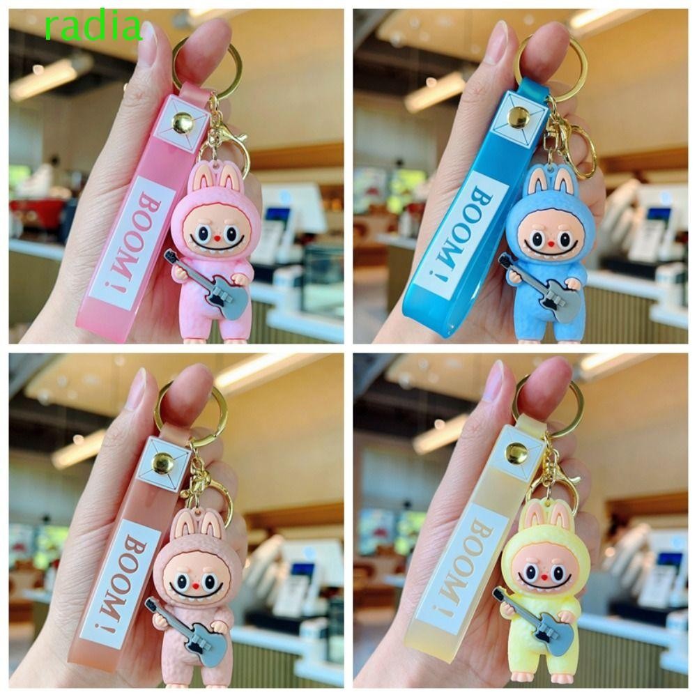 RADIANTZAP Labubu พวงกุญแจตุ๊กตา, เล่นกีตาร์ Anti-lost Labubu PVC จี้ ...