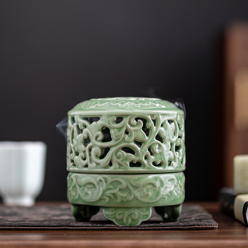 Twisted Lotus Celadon ธูป Burner Yue Kiln Plum ธูป Burner ในครัวเรือนใน ...