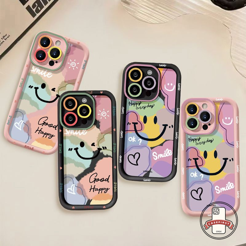 แฟชั่นกราฟิติ ที่มีสีสันยิ้มใบหน้านุ่ม เคส Redmi 13C 12C 12 10A 9A 10 A1 9C 10C Note 13 10 11s ...