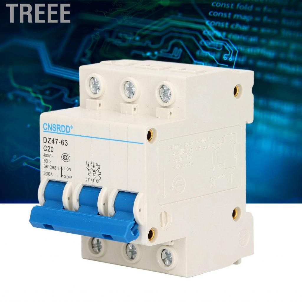 Treee Miniature Circuit Breaker ตัวป้องกันแบบสั้น 3 ขั้ว 20A Mini DIN Rail M LLI | Shopee Thailand