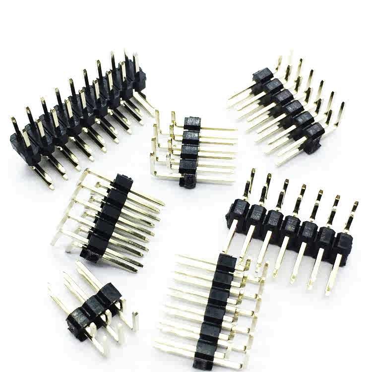 2.54 มม.Pitch Double Row Curved Pin Header Pin 90 องศา 2 * 3/4/8/10/40P ...