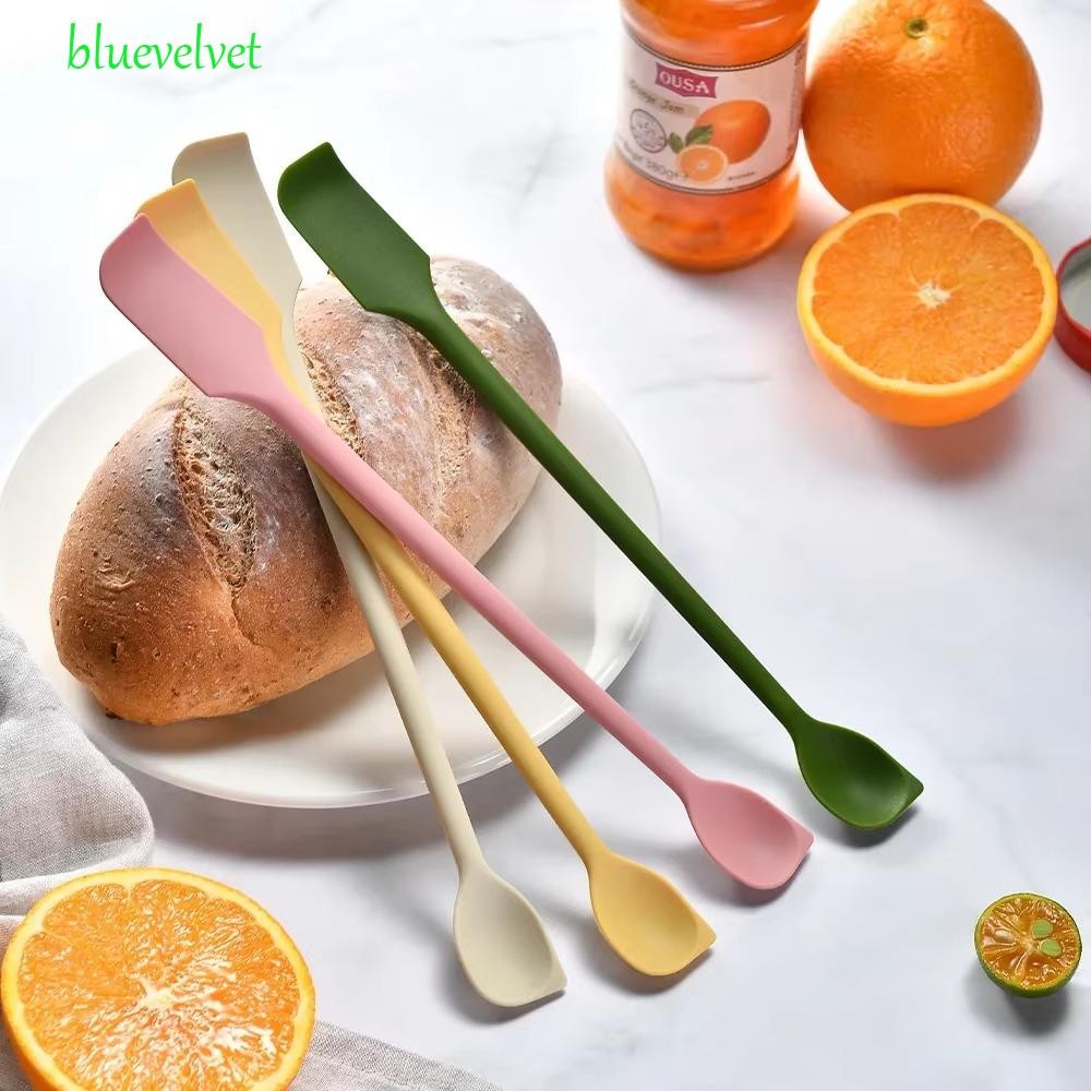 Bluevelvet 4 ชิ้น Jam Scraper, Double-Headed ยาวซิลิโคนไม้พายชุด,ช้อน ...