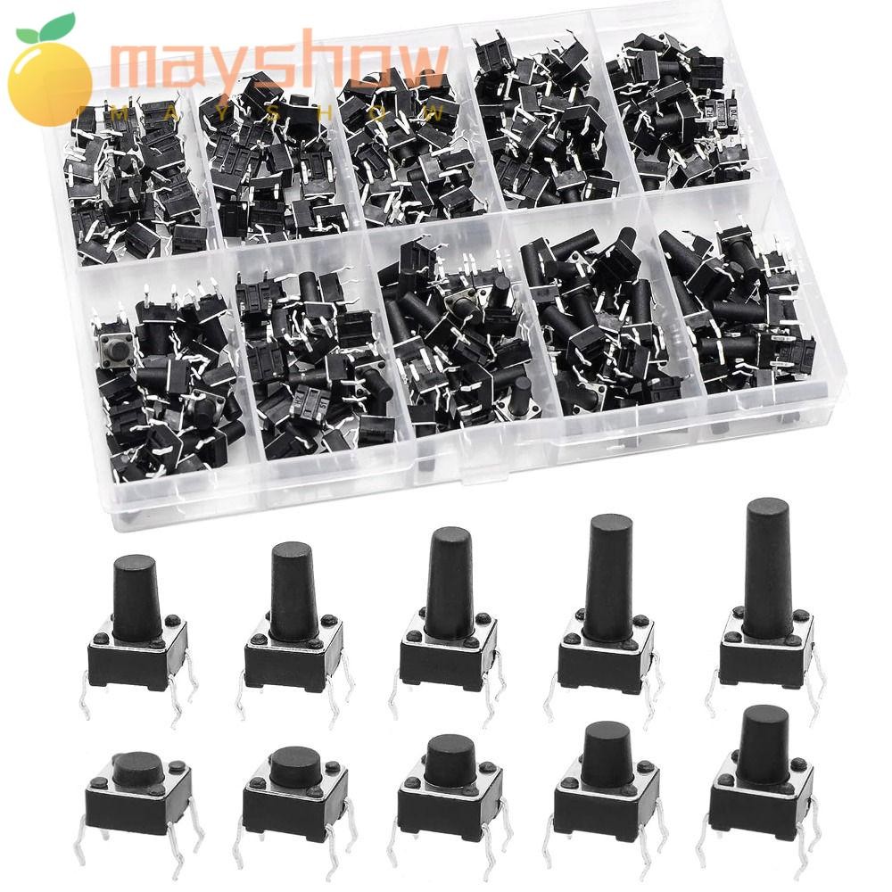 MAYSHOW 200 ชิ้นสัมผัสปุ่มกด, 6x6 มม.Mini Micro Momentary Switch, ชุด Assortment 4 pin ...