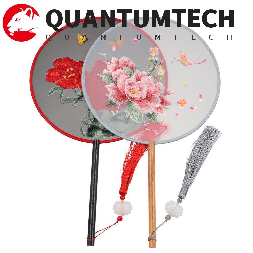 QUANTUMTECH พัดลมสไตล์จีน, พัดลมปักมือถือสไตล์จีน, พู่โปร่งแสงทรงกลมโบราณพัดลมผ้าไหมงานแต่งงาน ...