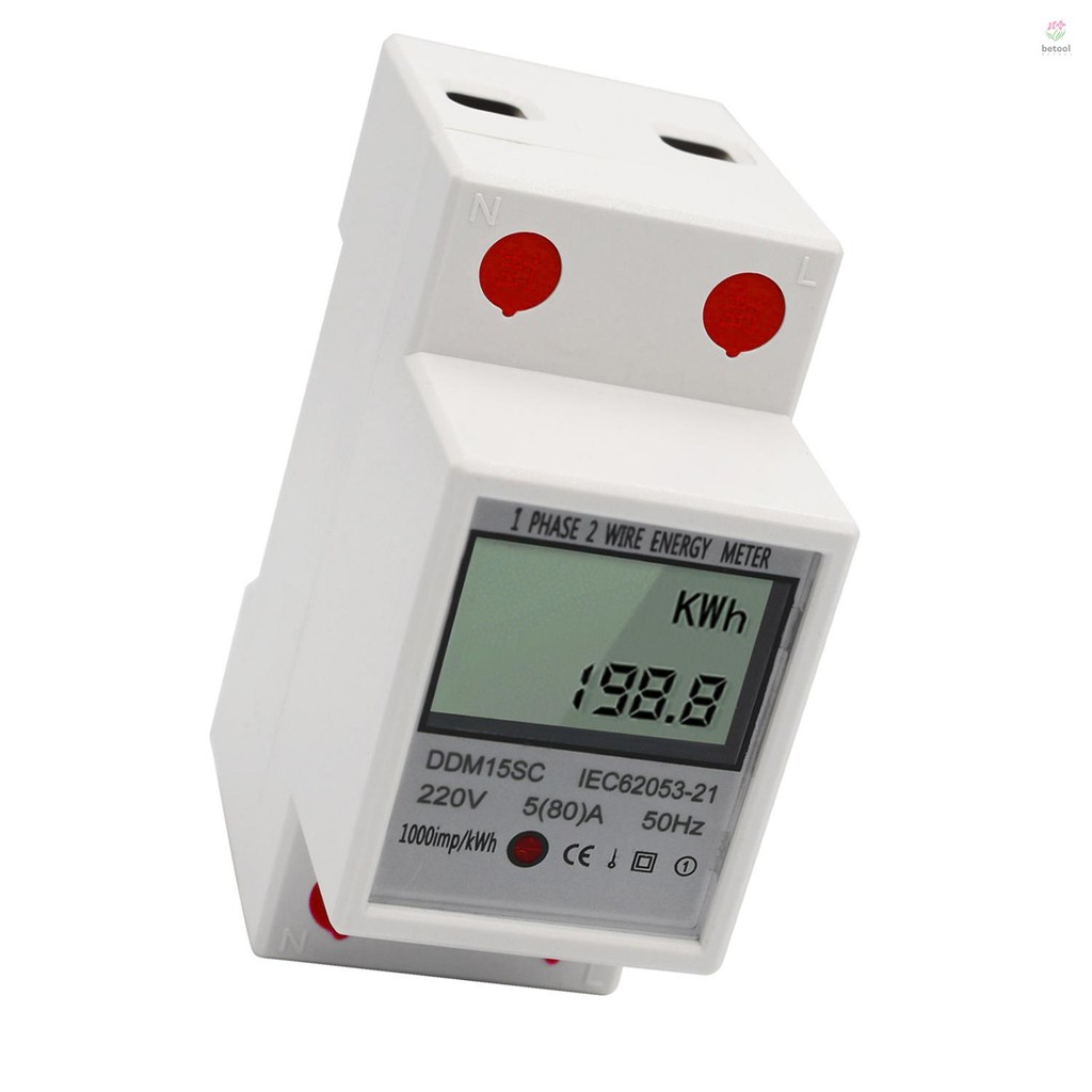 จอแสดงผลดิจิตอล LCD เฟสเดียว DIN-Rail Energy Meter 5-80A 220V 50Hz ...