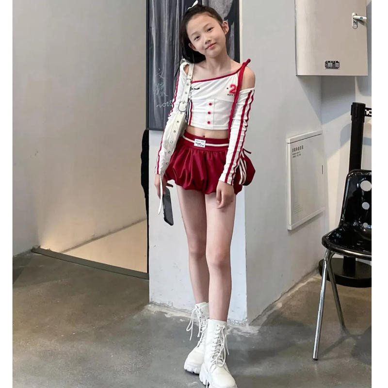 [KeDaYa] พร้อมส่ง เสื้อยืดแขนยาววินเทจอเมริกันแบบผูกกระดุม กระโปรงมินิ ...