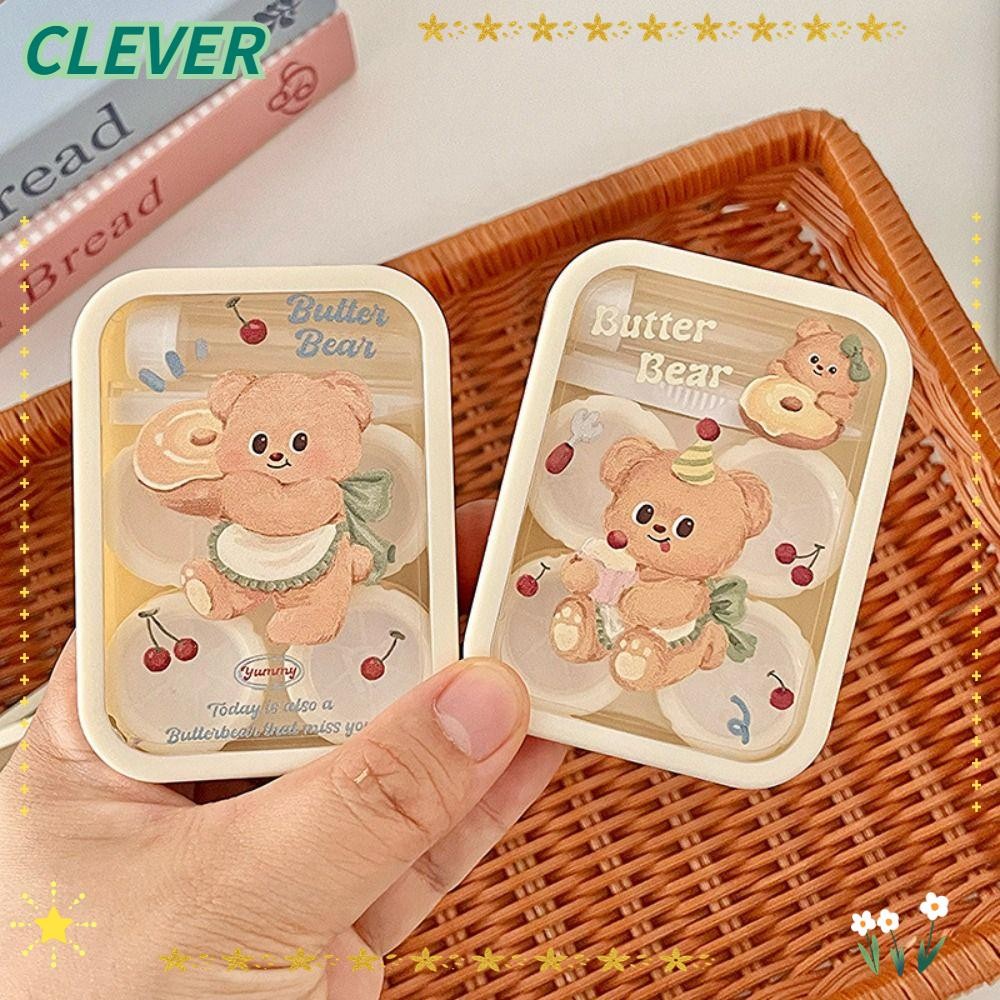 กล่องคอนแทคเลนส์ CLEVER, Butter Bear คอนแทคเลนส์หมีเนยน่ารัก, พร้อมแหนบ ...