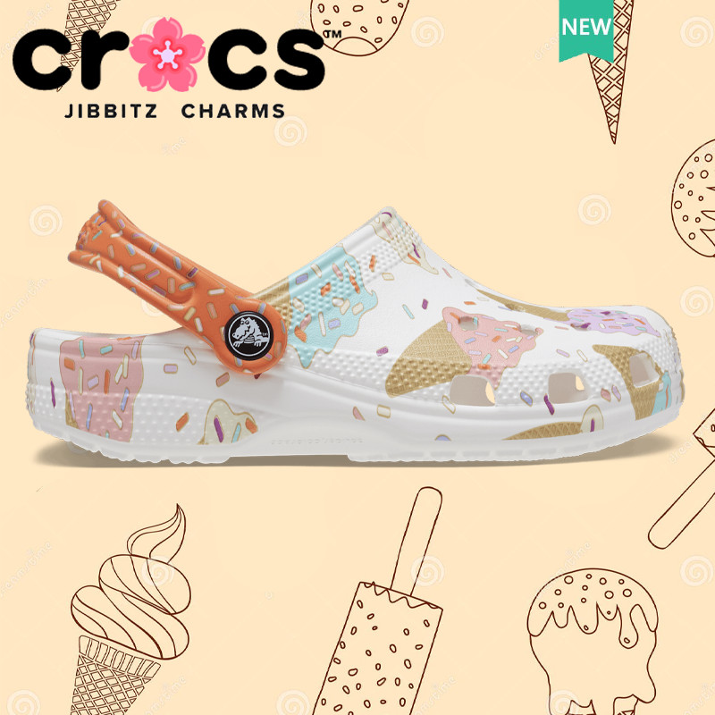 รองเท้า crocs แท้ เด็ก Classic Ice Cream Graphic Clog รองเท้าไปทะเล ...